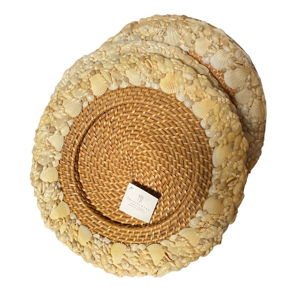 Pottery Barn | Accents | 4 Pottery Barn Nautical Sea Shell Woven Rattan ...